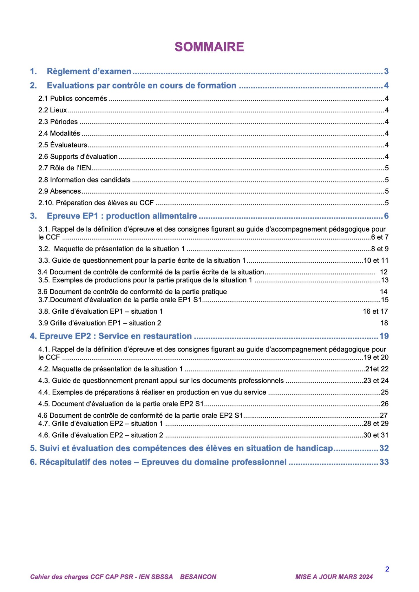 Nouveau cahier des charges CAP PSR – Sciences Biologiques et Sciences Sociales Appliquées